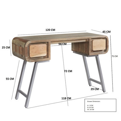 Lava Solid Wood And Metal Desk Console Hall Computer Laptop Office ...