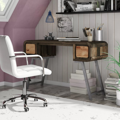 Buy Lava Solid Wood And Metal Desk Console Hall Computer Laptop Office ...