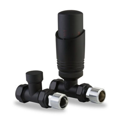 LavaTherm TRV Black Thermostatic Radiator Valve Straight