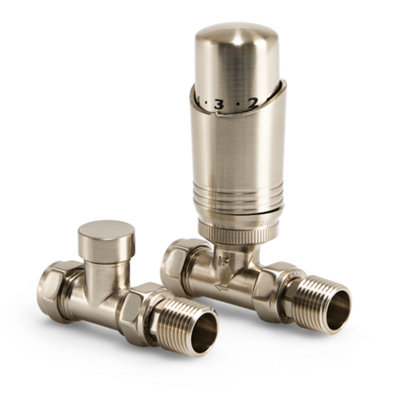 LavaTherm TRV Brushed Nickel Thermostatic Radiator Valve Straight