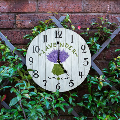 Lavender Indoor or Outdoor Clock - Battery Powered Weather Resistant ...