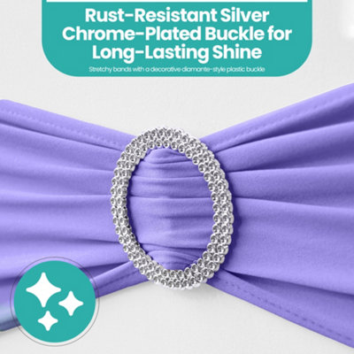 Lavender Spandex Chair Band with Slider Buckle Stretchy Chair Band Sash ...