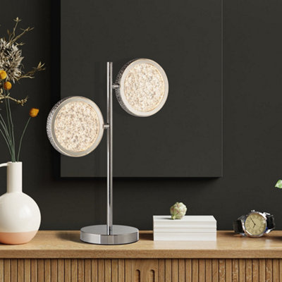 Lavinia 2 Light LED Chrome Table Lamp | DIY at B&Q