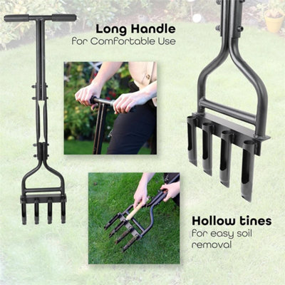 Lawn Aerator Coring Tool 4 Hollow Slots for Compacted Soil