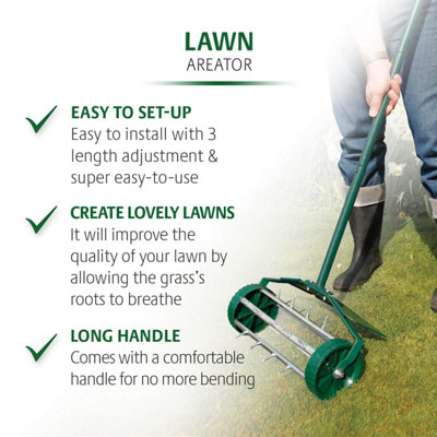 Lawn Aerator - Manual Grass Spikes Roller, 184 Holes Per m2, Easy To ...