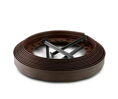Lawn Border Set, Easy Border 40mm Brown 10m with Pegs