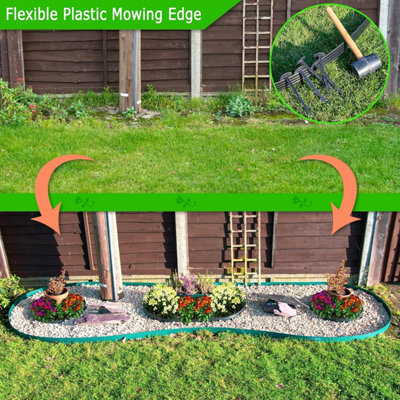 Lawn Border Set, Easy Border 50mm Green 10m with 20 Pegs