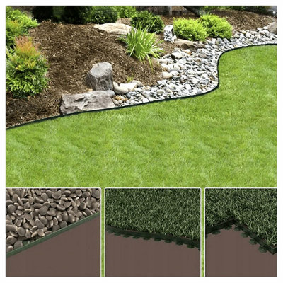 Lawn Border Set, Easy Border 60mm Black 10m With Pegs