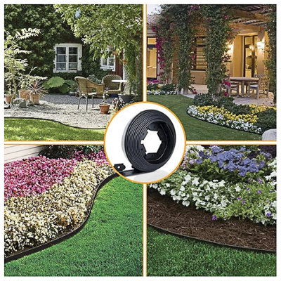 Lawn Border Set, Easy Border 60mm Black 10m With Pegs