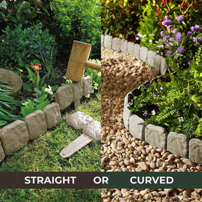 Lawn Edging Cobbled Stone-Effect Pack of 10, Neat and Tidy Edge to ...