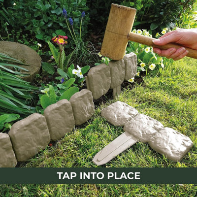Lawn Edging Cobbled Stone-Effect Pack of 10, Neat and Tidy Edge to ...