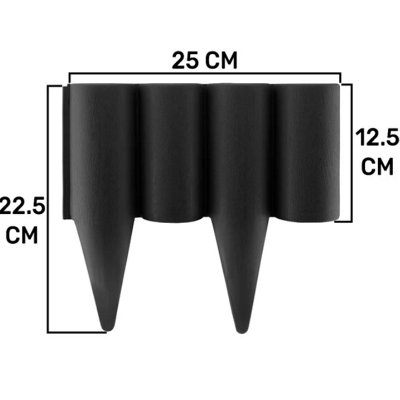 Lawn Edging, Plastic Palisade Wood Effect, 2.5m Box, Black