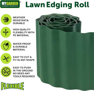 Lawn Edging Roll Strip 25CM x 9M Flexible Garden Flower Bed Edging Roll ...