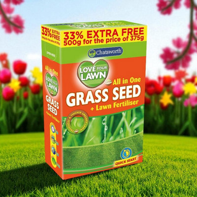 Lawn Fertiliser With Fast Grass Seed All In One Lawn Feed Patch Repair 500g