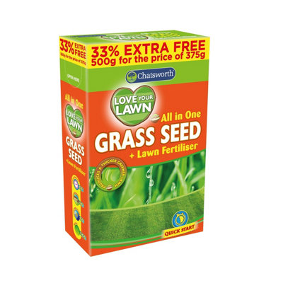 Lawn Fertiliser With Fast Grass Seed All In One Lawn Feed Patch Repair 500g