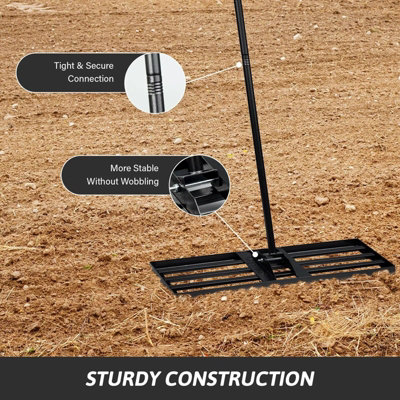 Lawn Leveling Rake 30"x10" Level Lawn Tool with 75" Steel Extended ...
