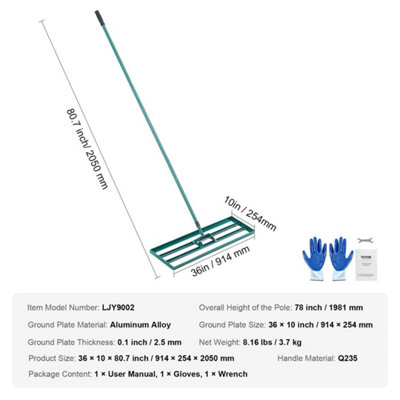 Lawn Leveling Rake 36"x10" Level Lawn Tool with 78" Steel Extended Handle