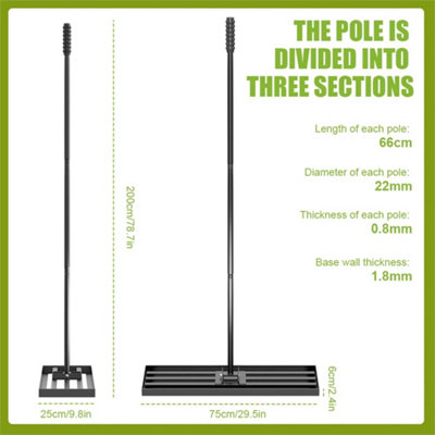 Lawn Leveller Sand Soil Leveling Rake Grass Adjustable Handle Duty