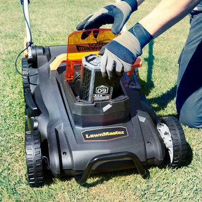 LawnMaster 60V Max 46cm Cordless Lawnmower with 5.0AH battery, Charger ...