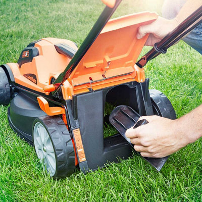LawnMaster MX 24V 34cm Cordless Lawnmower with Rear Roller and Spare Battery 2 Year Guarantee