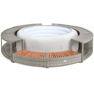 Lay-Z-Spa Rattan Hot Tub Surround Storage and Steps for Spa Set-Up ...