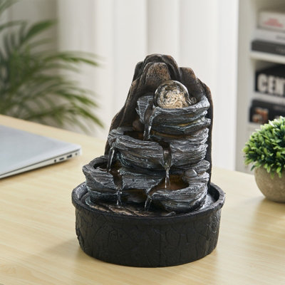 Layered Rock Cascading Indoor Tabletop Water Feature Waterfall Fountain ...