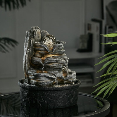 Layered Rock Cascading Indoor Tabletop Water Feature Waterfall Fountain ...