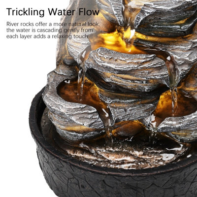 Layered Rock Cascading Indoor Tabletop Water Feature Waterfall Fountain ...