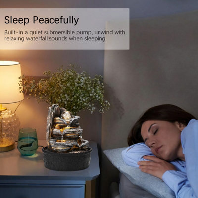 Layered Rock Cascading Indoor Tabletop Water Feature Waterfall Fountain ...