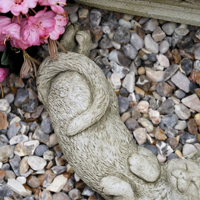 Laying Cat Stone Statue Outdoor Garden Ornament British Made Kitten ...