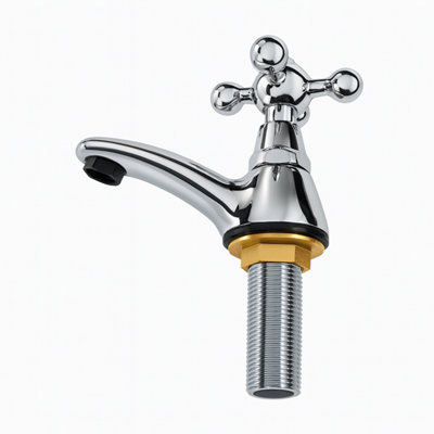 Layo Basin Tap Pair Chrome - Traditional Cross Handle Bathroom Sink ...
