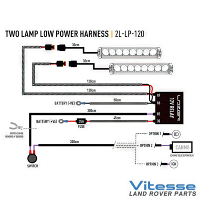LAZER 2L-LP-120 Two Light Wiring Harness Kit Loom With Splice For LED ...