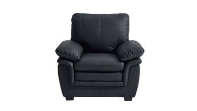 LAZY BOY BLACK SINGLE SOFA SUITES SETTEE 2 SEATER ARMCHAIR FAUX LEATHER