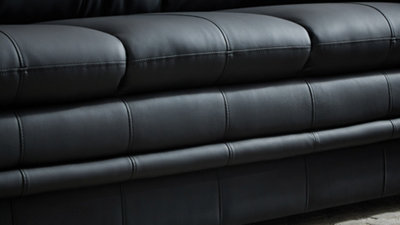 LAZY BOY BLACK SOFA SUITES SETTEE 3 2 1 SOFA SET SEATER ARMCHAIR FAUX ...