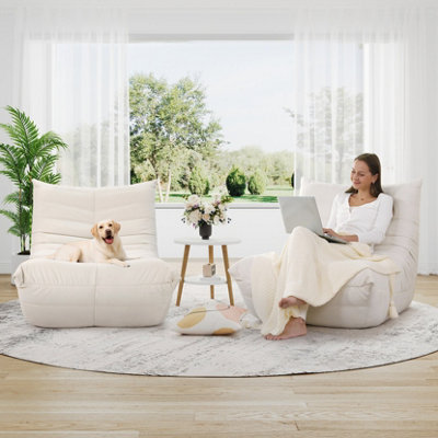 Shop Lazy Floor Sofa Couch, Ergonomic Design Fireside Chair, Beige White