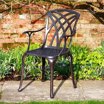 Lazy Susan Catherine Antique Bronze 6 Seater Metal Garden Furniture set