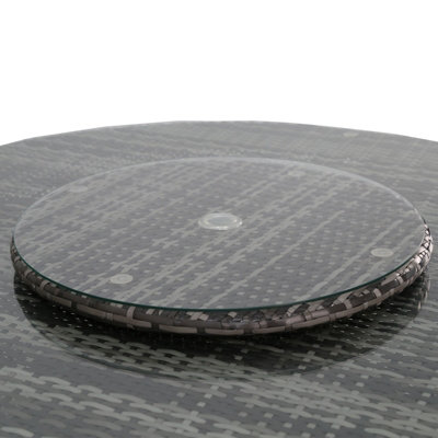 Lazy Susan Glass Turntable, 360 Degree Rotating Rattan Tempered Glass ...
