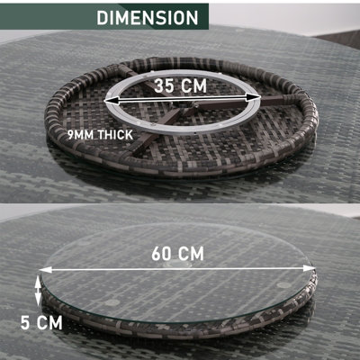 Lazy Susan Glass Turntable, 360 Degree Rotating Rattan Tempered Glass ...