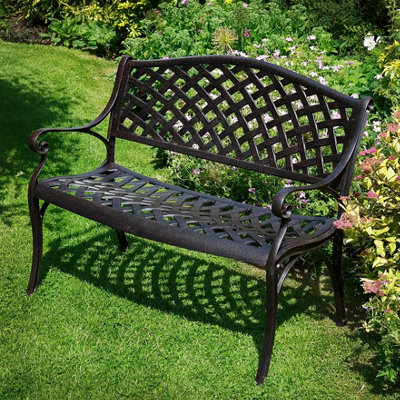 Lazy Susan Jasmine Garden Bench, 2 Seater Bench, Cast Aluminium Bench ...
