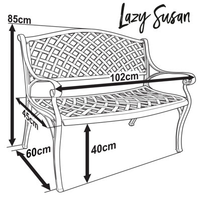 Lazy Susan Jasmine Garden Bench, 2 Seater Bench, Cast Aluminium Bench ...