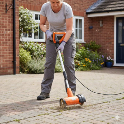 Lazy-Weeder Electric Weed Sweeper Brush - Patio Block Paving Cleaner ...