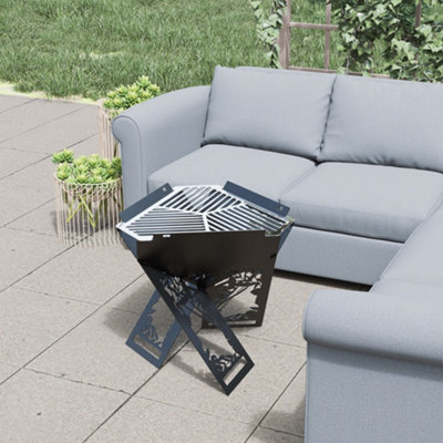 Leaf Collapsible Portable Outdoor BBQ and Fire Pit - Matt Black
