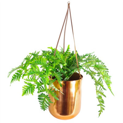 Leaf Copper Hanging Planter 18 x 22cm Hand finished