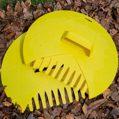 Leaf Grabber Scoops for Garden Cleaning - Yellow Pair, Plastic Hand ...