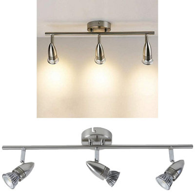 LEAH - CGC Brushed Chrome Triple Bar Ceiling Spotlights | DIY at B&Q