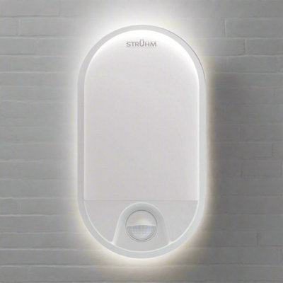 LEAH - CGC White Opal Oval Outdoor Outside Security Wall Light With PIR ...