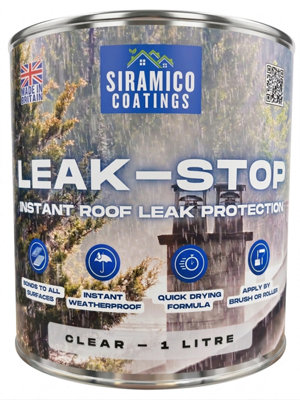 Leak Stop Rapid Roof Repair Sealant Paint Clear - 1 Litre - Instant ...