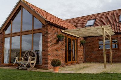 Lean to wooden garden pergola kit - Dinasty design wall mounted gazebo ...