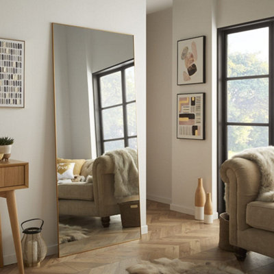 Leaner Mirror Islington Rectangular Shape with Gold Aluminium Frame- H ...