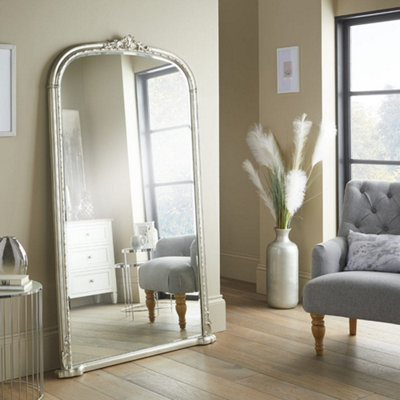 Leaner Mirror Mayfair Arched Shape with Antique Silver Frame- H 173cm x ...